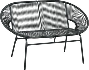 Rattansessel Relaxsessel im Boho-Stil, 132 cm x 72 cm x 83 cm, Schwarz