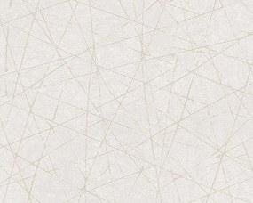 Vliesová tapeta krémově bílá, stříbrná grafická 4002391771 (0,53 x 10,05 m) A.S.Création