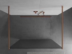 Mexen Kioto, sprchová zástěna Walk-In 110 x 200 cm, 8mm sklo s žebrovým vzorem, měděný matný profil, 800-110-002-65-09