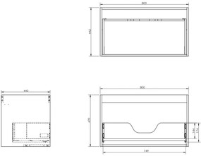 Mexen Box-A, závěsná skříňka 80 cm, 1 zásuvka, dub, 91AX0-0800-470-1-81