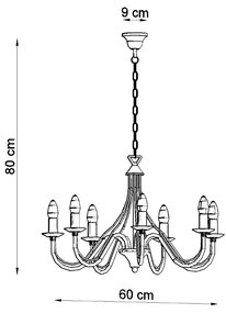 Lustr Minerwa 7, černé tělo svítidla