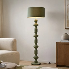Retro stojací lampa zelená s látkovým stínidlem 160 cm - Captain
