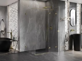 Mexen Lunar T, výklopný sprchový kout pravý 115 x 100 cm, 8mm čiré sklo, zlatý profil, 834T-115-100-50-00-P