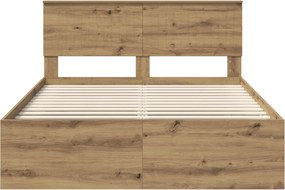 Rám postele Umělecký dub 135 x 190 cm Masivní borové dřevo 3410617