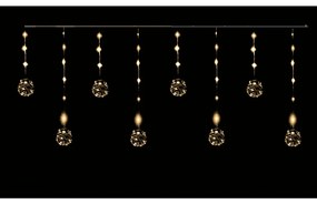 Vánoční světelný závěs s 8 zářivými koulemi z mikro řetězu, 3m, 156 LED, různé barvy na výběr Barva: Teplá bílá