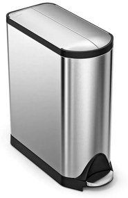 Pedálový odpadkový koš na tříděný odpad, Simplehuman – 40l (20/20), butterfly, matná ocel