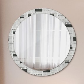 Kulaté dekorativní zrcadlo Vzor z novin fi 90 cm