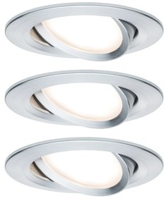 Paulmann 93903 Premium LED Slim Coin Satin, náklopná zápustná bodovka 3x6,8W LED 2700K stmívatelná, soustružený hliník, prům. 8,4cm