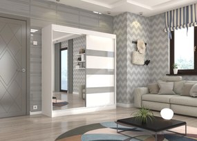 ADRK Furniture Posuvná skříň se zrcadlem a lacobelem TOURA 200 ADRK-SW-TOU-WGL-200
