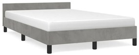 Rám postele s čelem světle šedý 120 x 190 cm samet - Default Title