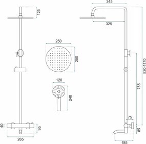 Rea Lungo, sprchová souprava s termostatickou baterií, měděná matná, REA-P8807