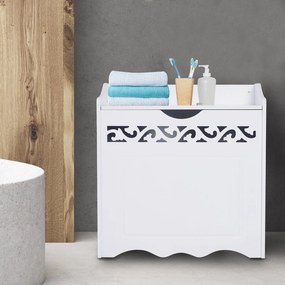HOMCOM Dřevěný Koupelnový Skříňka, Úložná Skříň pro Ložnici, Obývací Pokoj, 55L x 34Š x 58V cm, Bílá
