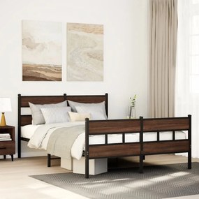 Kovový rám postele bez matrace hnědý dub 150 x 200 cm 3308476