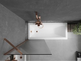 Mexen Next, vanová zástěna 1-křídlová 70 x 150 cm, fixní křídlo, 6 mm sklo s pruhy, růžové zlato profil, 895-070-000-00-09-60