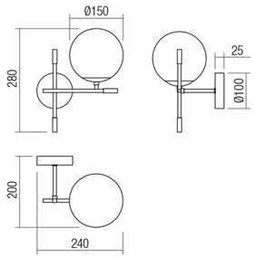 Smarter 01-2944 nástěnné svítidlo Essential, matně zlaté, matně černé, pravé provedení, 1xE14, ø15cm