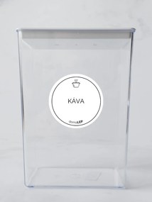 KÁVA – bílá samolepka na dózu, základní písmo, 5 cm | DomaLEP