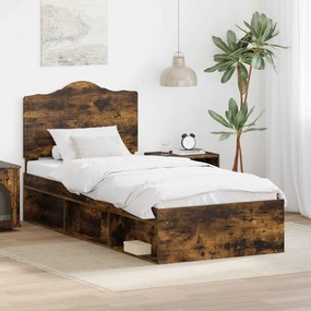 Rám postele Kouřový dub 100 x 200 cm Masivní borové dřevo 3413348