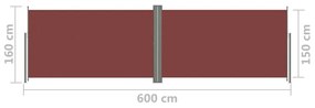 Zatahovací boční markýza hnědá 160 x 600 cm,  317997