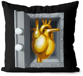 Polštářek Zlaté srdce (Velikost: 55 x 55 cm)