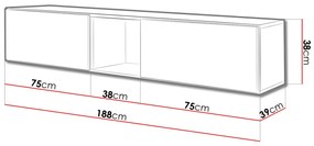 Stěna do obývacího pokoje NORMANDIA 10 - antracitová / dub wotan