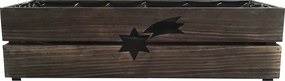 AMADEA Dřevěný vánoční truhlík s kometou tmavý, uvnitř s černou fólií, 62x21,5x17cm, český výrobek