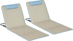 Outsunny 2 Pack Skládací Sluneční Lehátka s Nastavitelným Opěradlem a Polštářkem, S Taškou pro Přenášení, Lehké Přenosné Plážové Matrace, 124 x 53 cm
