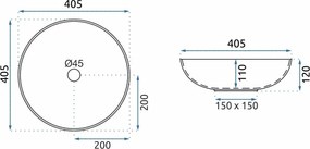 Rea Fibo, umyvadlo na desku 405x405x120 mm, černá matná-vzor, ​​REA-U3301