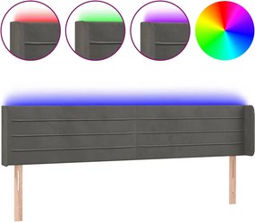 Čelo postele s LED tmavě šedé 183 x 16 x 78/88 cm samet 3123437