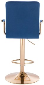 LuxuryForm Barová židle VERONA GOLD VELUR na zlatém talíři - modrá