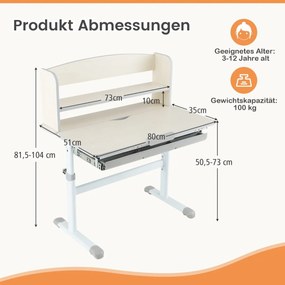 Costway Výškově nastavitelný psací stůl s naklápěcí deskou stolu a – šedá