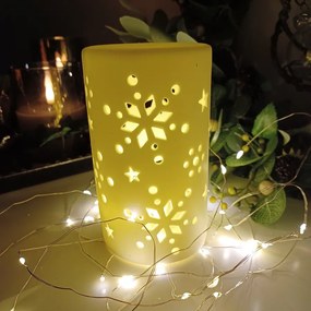 LED keramický svícen na baterie 7,5 × 12,5 cm, teple bílá, IP20, LR44