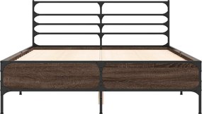 Rám postele hnědý dub 120 x 200 cm kompozitní dřevo a kov 3280041