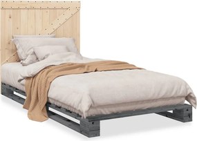 Rám postele s čelem šedý 100 x 200 cm masivní borové dřevo 3281563