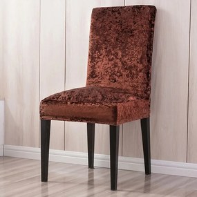 Sametové jednobarevné potahy na židle Varianta: lesklá, kávová
