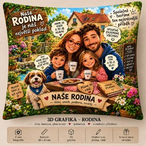 Veselý personalizovaný polštář z fotografie – 3D grafika 45 × 45 cm