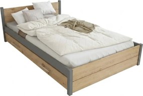 EB Postel z masivu Iris Double 140x200 cm, GRAFIT/Dub Artisan