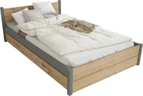 EB Postel z masivu Iris Double 140x200 cm, GRAFIT/Dub Artisan