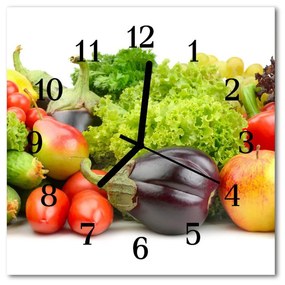 Skleněné hodiny čtvercové zeleninový