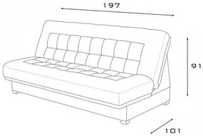 Pohovka Toffi | 197 cm | rozkládací + úložný prostor | VÝBĚR TKANIN
