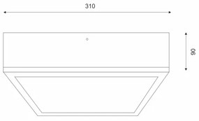 Stropní svítidlo OAK SQUARE 2xE27/15W/230V 31x31 cm dub/černá