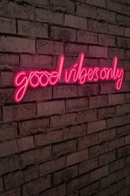 Nástěnná neonová dekorace Good Vibes Only růžová