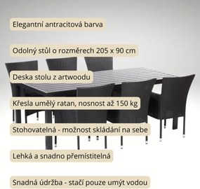 Vikio Zahradní jídelní set 205x90 cm pro 6 osob DT252