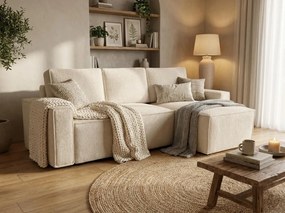 Rozkládací oboustranná sedací souprava do L SMART BOUCLE 232x143 cm, krémová