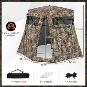Costway Lovecký stan pro 2-3 osoby 360° průhledný pro lov jelenů a divokých