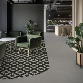 Gerflor, PVC podlaha - lino AladinTex Ultra 2226 Cordoba black/white, na míru, šíře 4m, černobílá, filc, chodba / předsíň