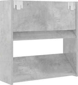 botník, závěsný, 2 patra, kompozitní dřevo, 60x60x18 cm, beton šedá, Dekorino BB20260030