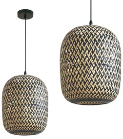 Toolight Bamboo, závěsné svítidlo 1xE27 25x30 cm APP1542-1CP, černá-hnědá, OSW-05120