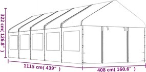 vidaXL Altán se střechou bílý 11,15 x 4,08 x 3,22 m polyethylen [3155489]