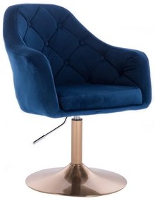 LuxuryForm DESIGN Otočné křeslo ANDORA VELUR na zlatém talíři - modré