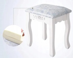 Toaletní stolek BAROCCO bílý + dárek houbička na make up ZDARMA